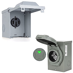PAULINN 50 Amp RV Power Outlet Box, Bundle with 50 Amp Generator Power Inlet Box| NEMA 3R Power Inlet Box|125/250 Volt, 12500W,PB50, SS2-50P, CS6375 Generator Plug| for Outdoor Receptacle