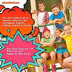 Nickelodeon Spongebob or Rugrats 3 Pack Boy's Graphic Tees, Cute Short Sleeve T-Shirts for Boys Pack of 22