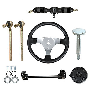 300mm Steering Wheel Steel Kit Gear Rack Pinion Adjustable Shaft Set Replacement for 110cc Go Kart