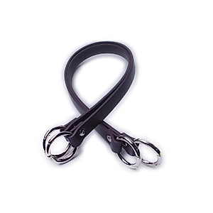 Wento Pair 24 inches Vinyl Leather Purses Straps with Big O Ring(1 1/4'' Inner Size) End,Vinyl Leather Bag Handles,Replacement Purse Straps,Handbag Bag Wallet Straps WT100 (Silver, Black)