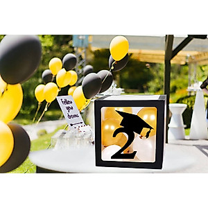 2024 2025 Graduation Party Decorations Graduate Balloon Boxes, 4 Pieces Black Balloon Boxes with Letters of GRAD, 2024/5 for Graduation Party Supplies, Class of 2024/5 School Grad Party Supplies