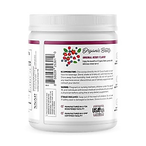 Snap Supplements USDA Organic Beet Root Powder, 3-in-1 Nitric Oxide Supplement, Support Healthy Blood Circulation, 250g (Mixed Berry)