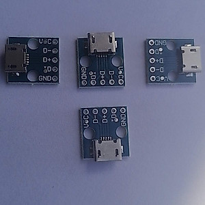 Micro USB Interface Base, Micro USB to DIP Female pin 2.54mm Power Transmission Interface breadboard 5V Power Module Development Board for DIY USB Power breadboard (Pack of 15)