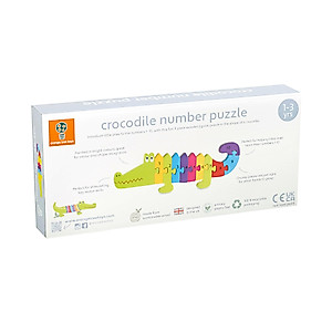 Orange Tree Toys: Crocodile Number Puzzle - 11 Piece Wooden Animal Shaped Puzzle, Learn Numbers 1-10, Colorful Educational Toy, Toddlers & Kids Age 1+