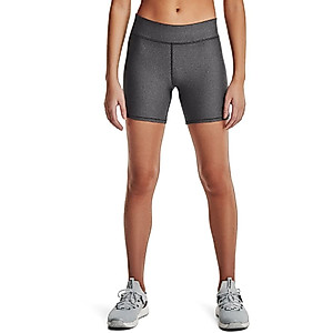 Under Armour Women's HeatGear Armour Mid Rise Middy , Charcoal Light Heather (019)/Black , Large