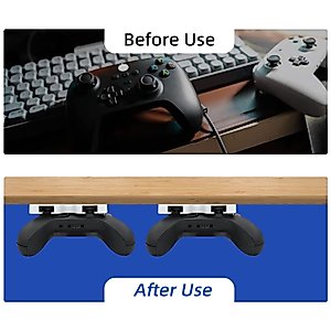 Mcbazel Under Desk Mount for Xbox Series X/S, Xbox One X/S, Xbox One, Xbox 360, Switch Pro Controller, Table Stand Holder Compatible with Xbox and Switch Pro Controller - White
