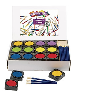 Colorations Individual Tempera Cake Classroom Pack Classroom Supplies for Arts and Crafts Multicolor Variety Pack, Model:TEMPAK, Blue,Green,Multicolor,Orange,Purple,Red, 36 Piece Set