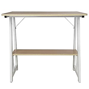 ZHOU2# Desktop Computer Desk with Storage Rack, Home Office Study Writing Table Computer Gaming Table Bedroom Laptop Study Table, Student Bookcase Study Reading Writing Desk PC Laptop Table (Yellow)