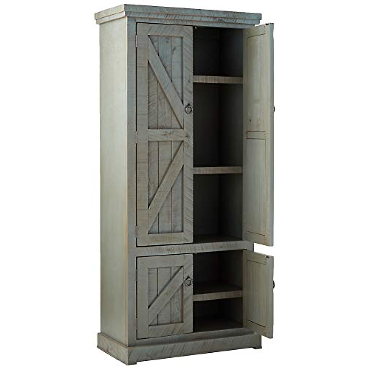 American Heartland Rustic Double Door Pantry, Rustic Dark Blue