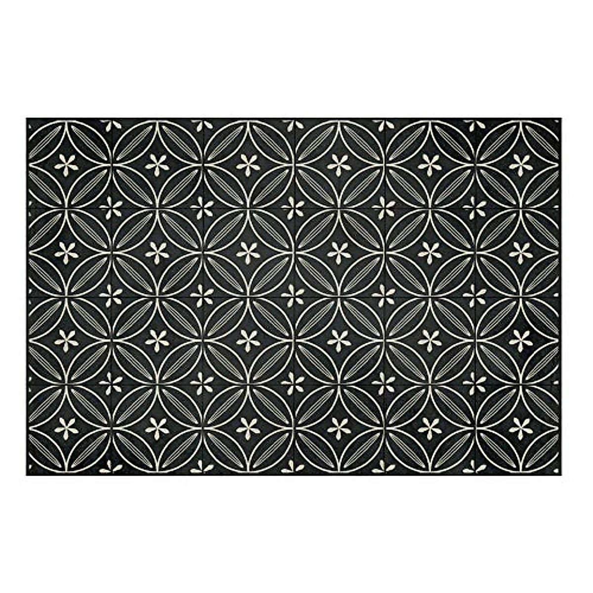 Carolina Creekhouse Grace FloorFlat (042087UB) | Decorative Vinyl Floor Covering | Lay Flat | Durable | No Curling Edges | Waterproof | Easy Clean | Wipeable | Eco-Friendly | 2’ x 5’ Mat | Black Beige