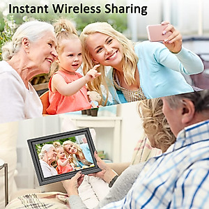 SAMMIX Digital Picture Frame 10.1 Inch WiFi Digital Photo Frame, 32GB Memory IPS HD Touch Screen Picture Frame, Auto-Rotate Slideshow, Wall-Mounted, Easy to Setup to Share Photos or Video via APP