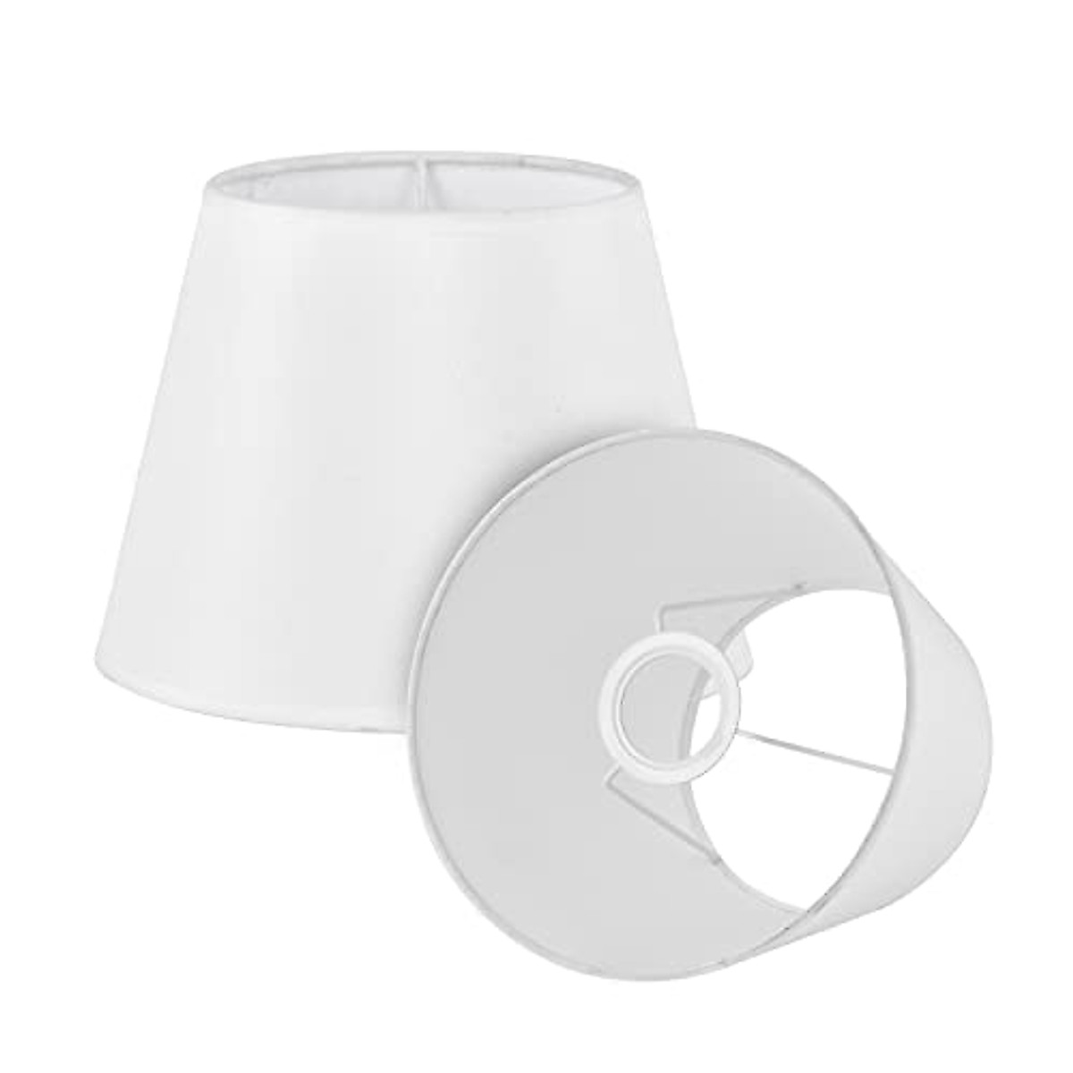 Drum Lamp Shades Set of 2, 8.5" Diameter x 6" Diameter x 6.4" High White Lampshade, Small Modern Classic Fabric Lamp Shades for Table Lamp, Wall Lamp