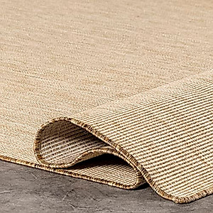 nuLOOM Easy-Jute Nakia Solid Indoor/Outdoor Area Rug, 9' 6" x 12', Natural
