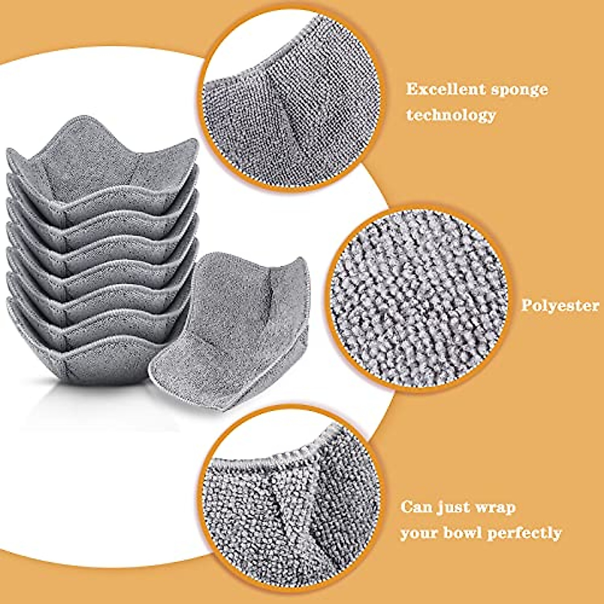 8 Pieces Bowl Holders Microwave Safe Bowl Pot Holder for Hot Soup, Food, Meals (Grey)