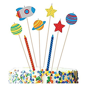 Blast Off Birthday Candle Mix - Multicolor, 8 Pcs