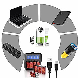 Arlo Batteries Rechargeable 123A, FARSAIL 12-Pack 800mAH ICR17335 NiMH Batteries and LCD Display CR123A Charger for Arlo VMC3030 VMK3200 VMS3130 3230C 3430 3530 Cameras, August Pro WiFi, Flashlight