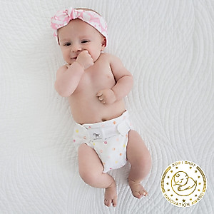 Amazing Baby Hybrid Cloth Diaper Cover with Pocket-Sling, Small, Sz 2 (8-15 lbs), Use with Boosties Inserts, Pink Watercolor Dots, SmartNappy Set includes Muslin Cover + Tri-fold Insert + Booster Pad