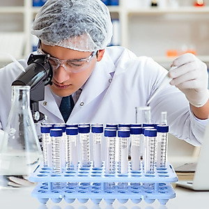 BIGLEE Plastic Test Tube Holder Rack with Silicone Pad for Test Tubes with a Diameter of Less Than 18MM, Detachable,Holes 50 (1 Pack)