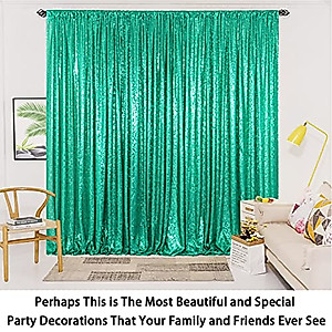 Sequin Curtain 2FTx8FT Green Sequin Curtain Sequin Backdrop Curtains Sequin Shower Curtain Panel Fabric Wedding Backdrop Photo Booth Backdrop (2FTx8FT, Green)