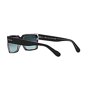 Ray-Ban RB2191 Inverness Rectangular Sunglasses, Black On Transparent/Blue Gradient, 54 mm