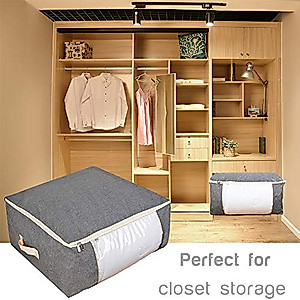 Qozary 3 Pack Large Storage Bags for Comforters, Blankets, Clothes, Quilts and Towels, Better and Sturdy Under Bed Organizer Bag for Closets, Bedrooms (Gray, Extra Large - 105L - 27.5 x 11.8 x 19.6")