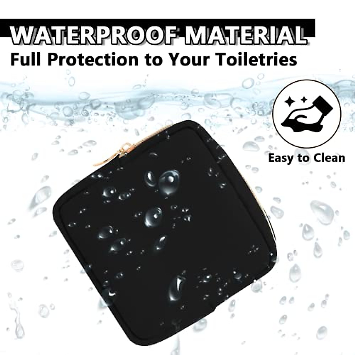 UIXIZQ Waterproof Mini Makeup Bag Pouch for Purse,Small Cosmetic Bag Pouch Nylon Travel Toiletry Organizers Bag for Women Girls,Cute Mini Zipper Pouch Preppy Coin Purse for School Work(Mini-Black)