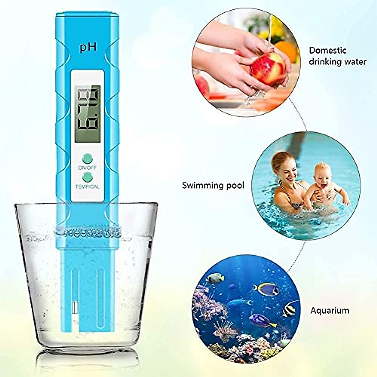 YUESFZ Precise Digital PH Meter, Professional PH Meter 0.01 PH High Precision Water Quality Tester with 0-14 PH Measurement Range, Suitable Practical Water Quality Detector