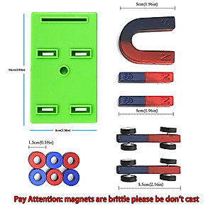 EUDAX Labs Junior Science Magnet Set for Education Science Experiment Tools Icluding Bar/Ring/Horseshoe/Compass Magnets