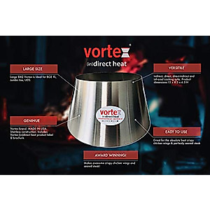 Large BBQ Vortex™ (in) Direct Cooking Charcoal Grill Accessory Cone for BGE XL Jumbo Joe UDS 55 gal - Original - USA Made -Genuine Large Size