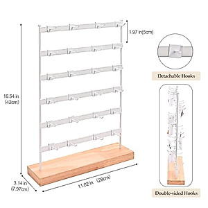 Lolalet Earring Display Stand for Selling, 6 Tier Earrings Display Rack with 24 Adjustable Hooks, Jewelry Display Stand for Vendors Earrings, Keychain Cards Retail Display -White