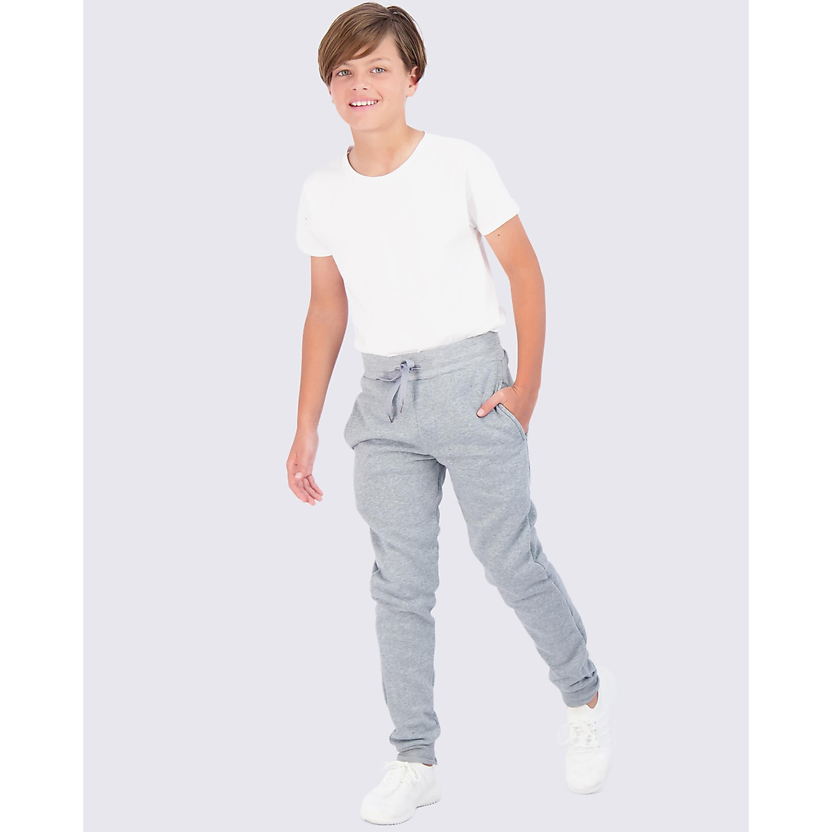 3 Pack: Boys Girls Youth Teen Active Athletic Basic Soft Tech Sports Fleece Jogger Soccer Track Gym Running Slim Fit Tapered Sweatpants Casual French Terry Quick Dry Fit Pockets-Set 2,M(10/12)