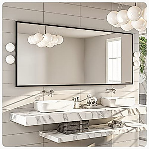 Eviva Black Mirror for Bathroom Vanity Mirror & Living Spaces - Long Mirrors for Bedroom & Edge Sealing Technology - Black Bathroom Mirror with HD Glass - Bathroom Mirrors for Wall - 72" x 30"