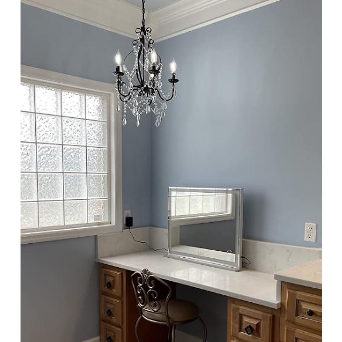 riomasee Mini Crystal Chandelier 5 Lights Bronze Chandelier with K9 Crystal Raindrop Iron Ceiling Light Fixtures for Bedroom,Dining,Living Room