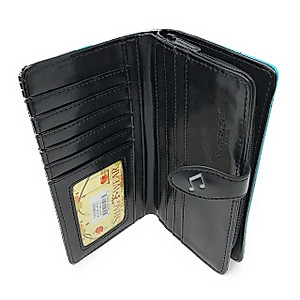 Shag Wear Music Note Large Wallet for Women and Teen Girls Vegan Faux Leather 7" Teal