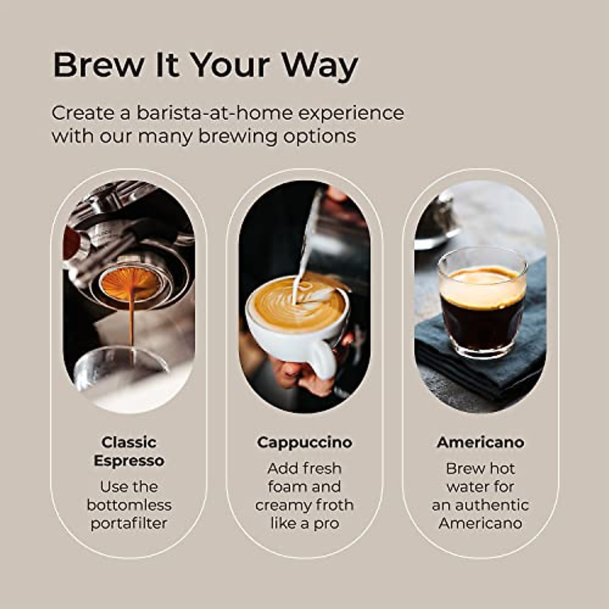 Mueller Premium Espresso Machine Coffee Maker with Milk Frother, Coffee Grinder, 15 Bar, Stainless Steel, Standard and Bottomless Portafilter, Multiple Filters, Temp Control, Complete Barista Kit