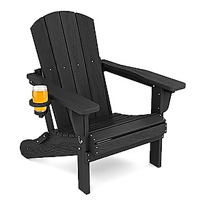 SERWALL Folding Reclining Adirondack Chair Carbon Black