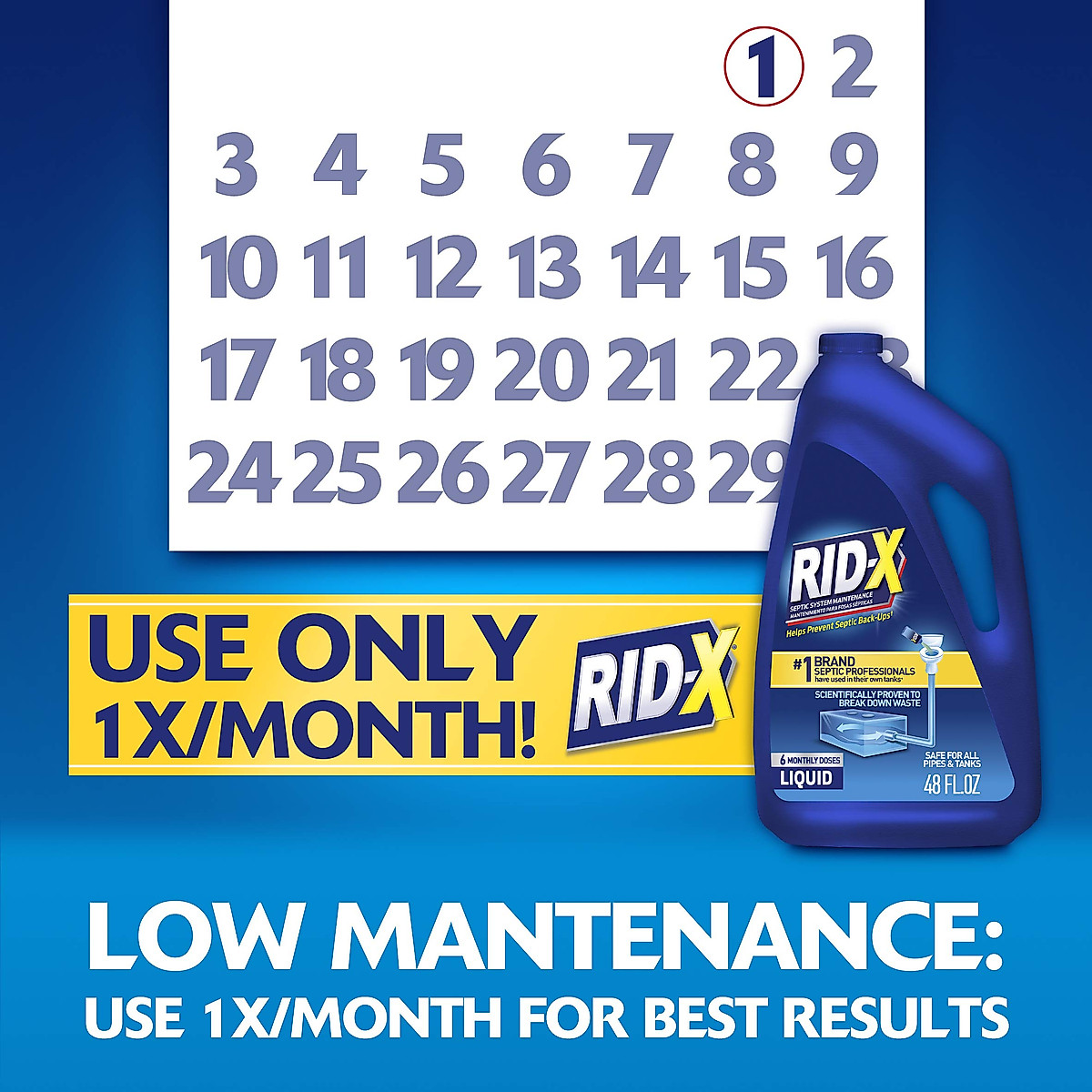 RID-X Septic Treatment, 6 Month Supply Of Liquid, 48 oz