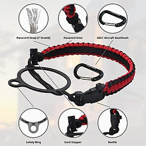 NATURE PIONEOR Insulated Water Bottles with Paracord Handle - 32 oz Vacuum Sports Wide Mouth Water Bottle with 3 Lids, Leak Proof Stainless Steel Keeps Hot and Cold