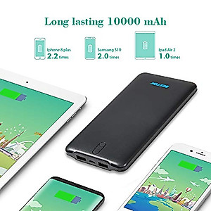 BESTON Portable Charger, Ultra Slim 10000mAh Power Bank, Dual High-Speed Charging Port Battery Pack for iPhone, Android Phones, Tablets