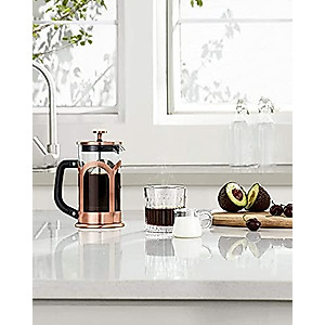 Veken French Press Coffee & Tea Maker, 304 Stainless Steel Heat Resistant Borosilicate Glass Coffee Press, Durable Easy Clean 100% BPA Free, 21oz, Copper