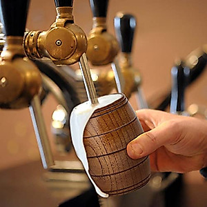 MOTZU 2 Pieces Wooden Barrel Shaped Beer Mug, Classical Natural Solid Wood Drinking Cup, Handmade Tea Cups, For Coffee, Hot Drinks, Milk, Wine, 210ml