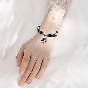 Hithop 10MM 7 Chakra Religion Healing Balance Stone Beaded Bracelet Yoga Reiki Charm Heart Bracelets