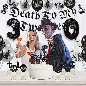 Refavor Death to My 20s Decorations - Black Funeral Party Balloons Banner Supplies 30th Rip My 20s Birthday Decorations Women Men Twenties Sash Youth Funny Bday Party Coffin Decor for Him Her
