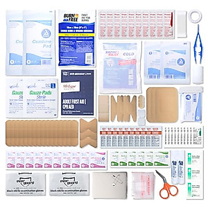 MFASCO Vehicle First Aid Kit - Compact Metal Kit - Portable & Mountable - Safety Kit for Commercial Vehicles & Workplace - DOT ANSI OSHA Compliant - Includes 112 Pcs Work Essential First Aid Supplies