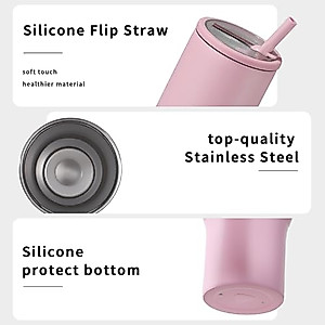 20 oz Tumbler with Handle Flip Straw,100% Leak Resistant Water Bottle,Insulated Cup Reusable Stainless Steel & Rubber Base Straw,Travel Mug,BPA FREE,Gifts, Bubblegum