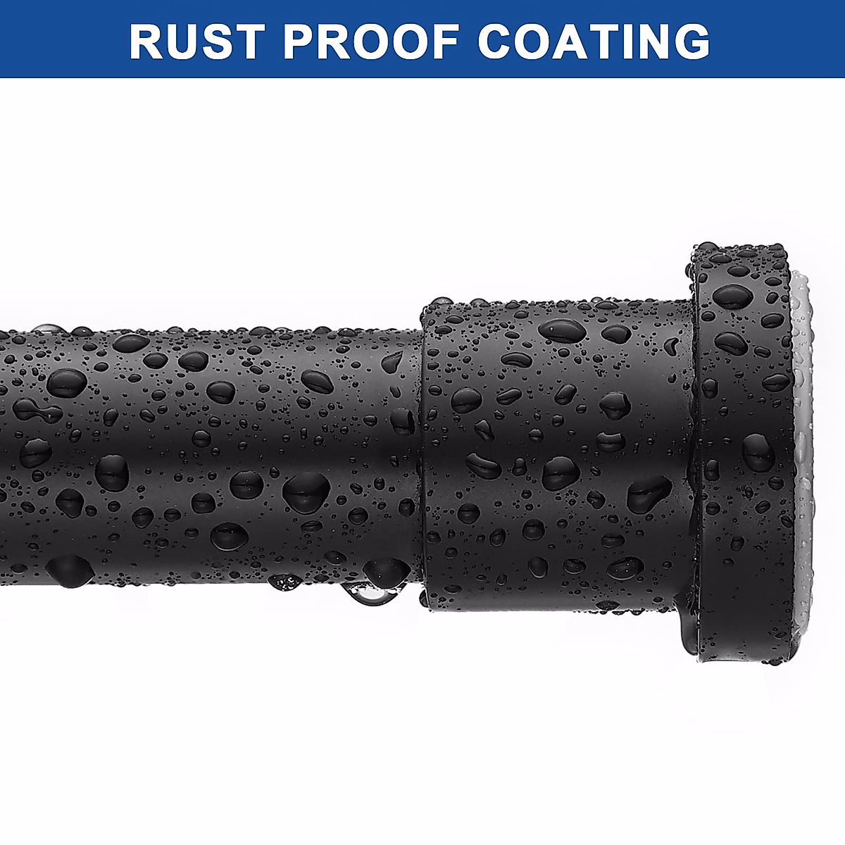 Eboatop Long Tension Shower Curtain Rod 62-105 inches - Adjustable Non-Slip Spring Tension Curtain Rod for Bathroom, Window, Doorway, Matte Black