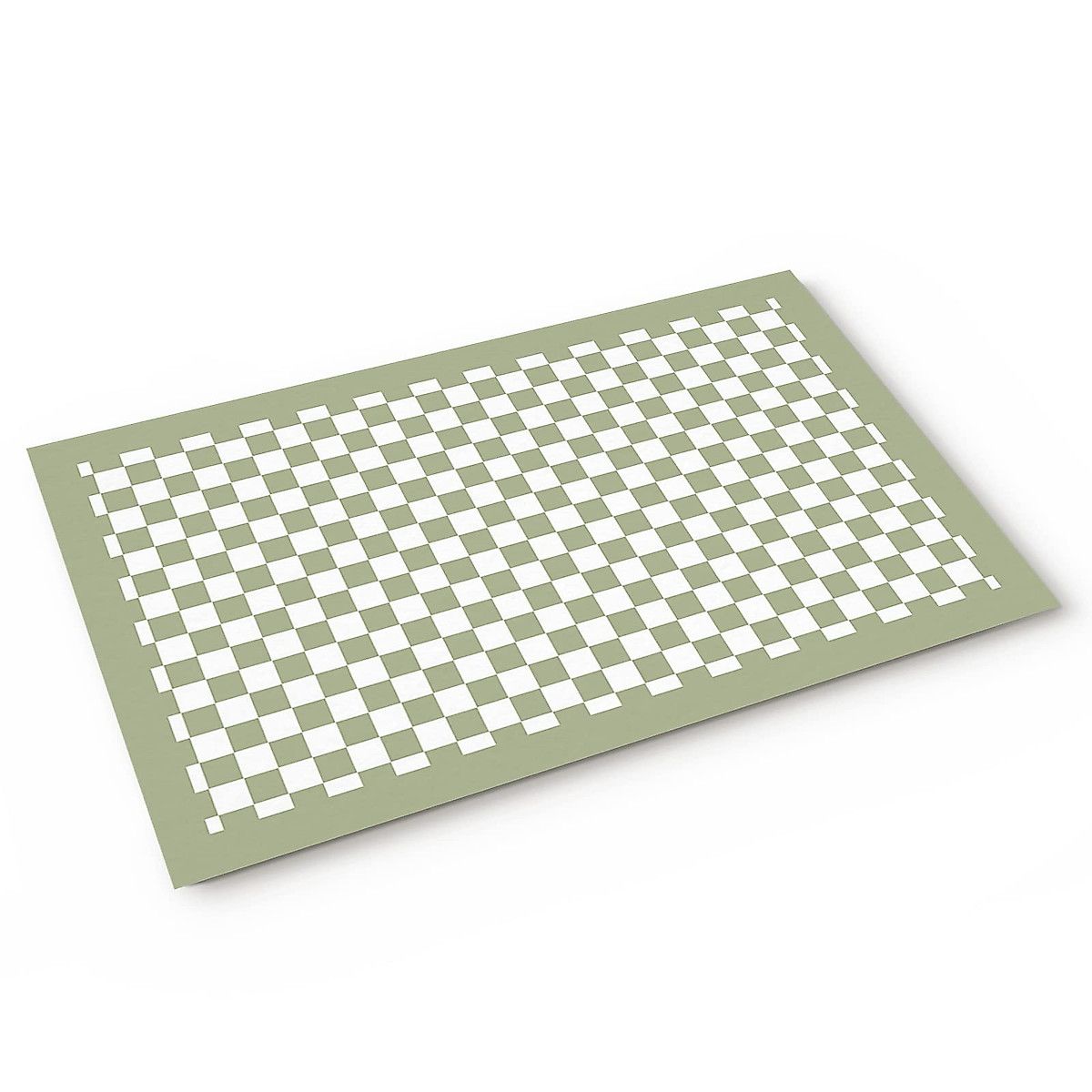 Homechoid Sage Green Plaid Front Door Mat for Indoor Entrance Country French Rustic Buffalo Check Absorbent Doormat for Bathroom/Garage/Kitchen/Entry/Back, Washable, 18x30 Inche