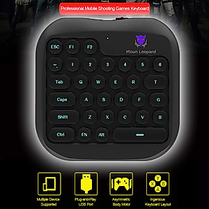 Calvas Gaming Keyboard One-Handed Keyboard For Android Mobile Phone Tablet PC Shooting Games USB-Powered Plug and Play w/Phone Holder