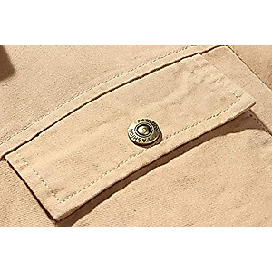 Womleys Mens Casual Windbreaker Cotton Lightweight Jackets Trucker Jacket (Large, Khaki)