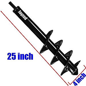 Jayzod Auger Drill bit for Planting 4"X25" Garden Auger Spiral Drill Bit for Bulb & Bedding Plant for 3/8” Hex Drive Drill